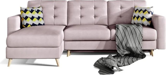 Rozkládací rohová sedačka ASDA L 250x162cm– rozklad a úložný prostoruniverzální fialová - Soro 65