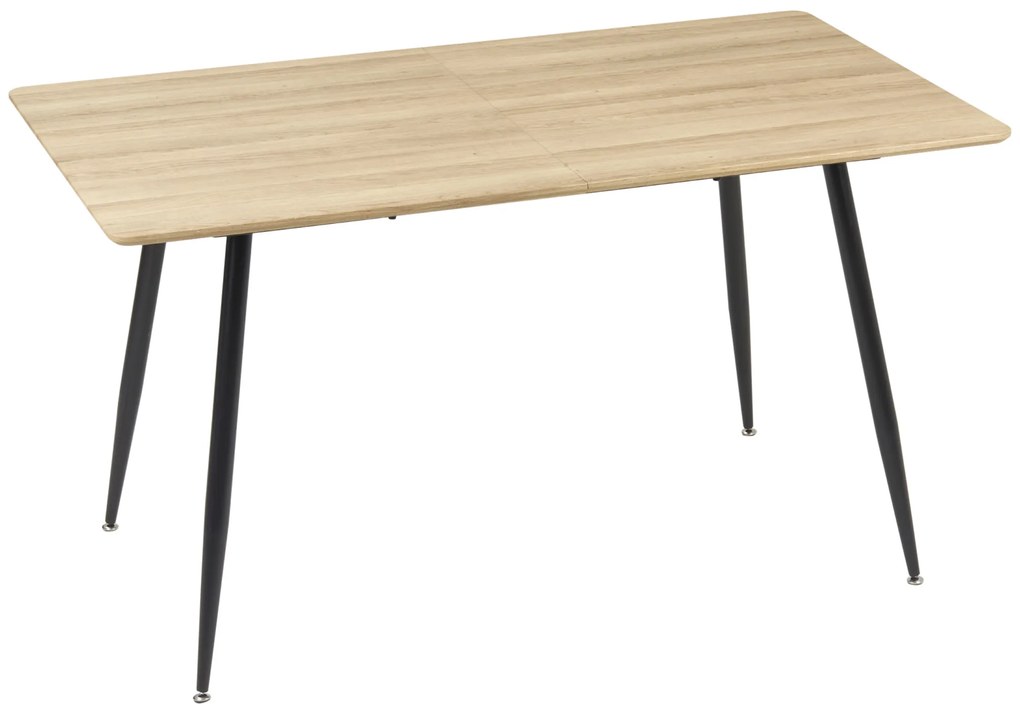 HOMCOM Jídelní stůl Moderní kuchyňský stůl pro 4 osoby, jídelní stůl v černé barvě se vzhledem dřeva, ocelové nohy, 140x80x76cm, příroda| Aosom
