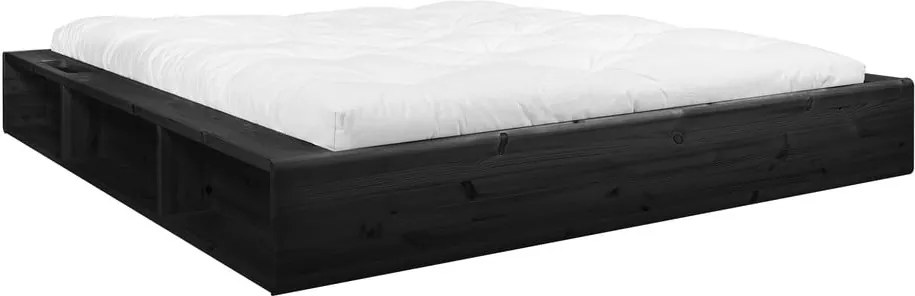 Černá dvoulůžková postel z masivního dřeva s futonem Double Latex Mat Karup Design, 160 x 200 cm