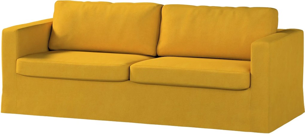 Potah na pohovku IKEA Karlstad 3-místná, nerozkládací, dlouhý barva žlutá látka pletený vzor