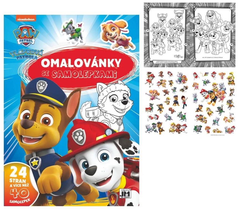 Omalovánky se samolepkami A4 Paw Patrol/Tlapková patrola 21x30cm