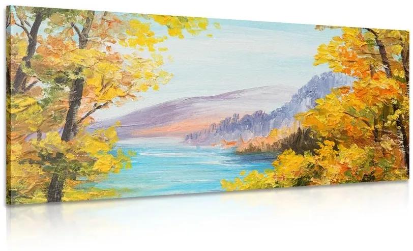 Obraz olejomalba horského jezera - 100x50 cm