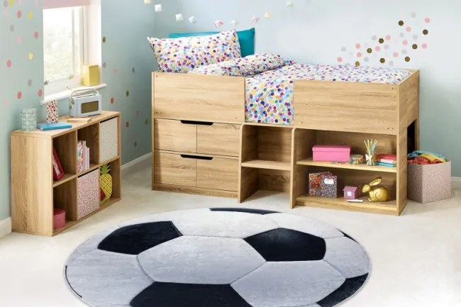Dětský koberec protiskluzový BAMBINO 2139 Míč, černý / bílý kruh