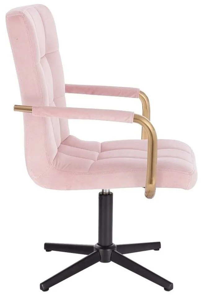 LuxuryForm DESIGN Otočná židle VERONA GOLD VELUR na černém kříži - růžová
