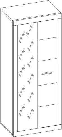 Policová skříň se zrcadlem Stone, imitace šedý beton