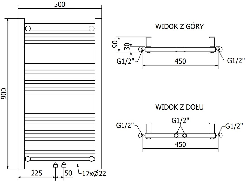 Mexen Mars, elektrické topné těleso 900 x 500 mm, 600 W, bílá, W110-0900-500-2600-20