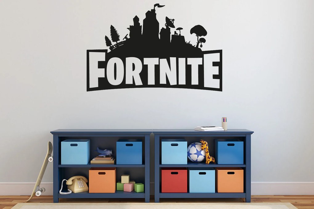 Lepy.cz Samolepka na zeď Fortnite - nápis Velikost (šířka x výška): 60x39cm, Barevná varianta: Černá