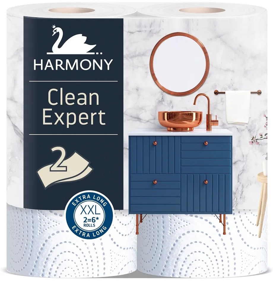 Kuchyňské papírové utěrky HARMONY Clean expert 2vr./2 role