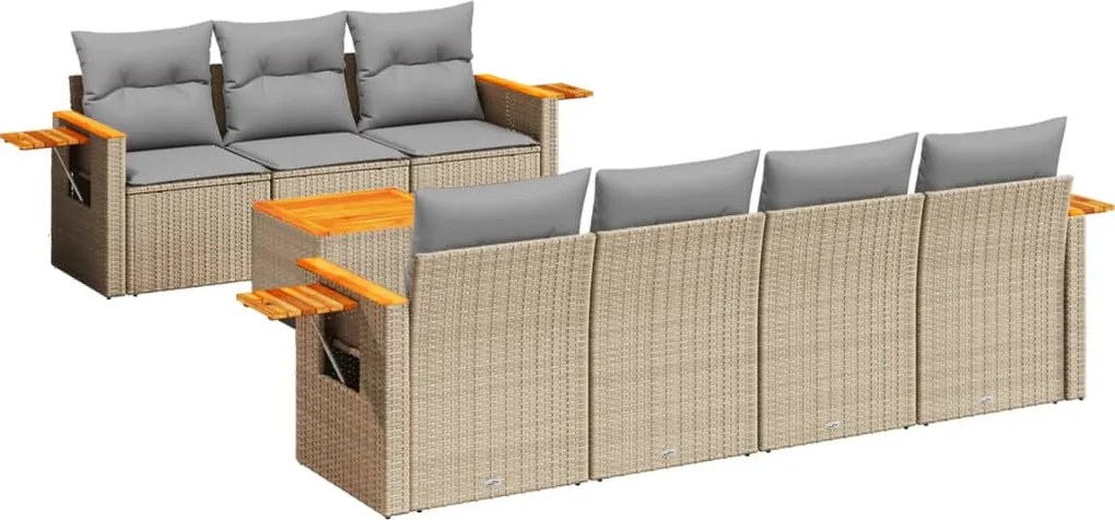 8dílná zahradní sedací souprava s poduškami béžová polyratan 3226647