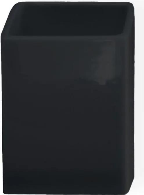 Pohár na zubní kartáčky Porzellan čtvercový 10,5 cm černý