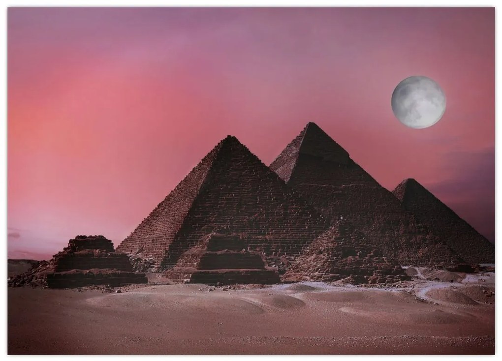 Skleněný obraz - Pyramidy Giza, Egypt (70x50 cm)