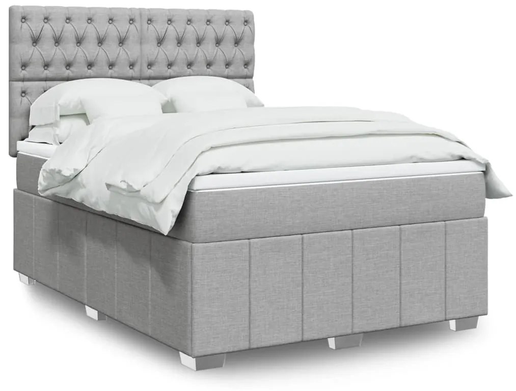 Box spring postel s matrací světle šedá 160 x 200 cm textil 3294026