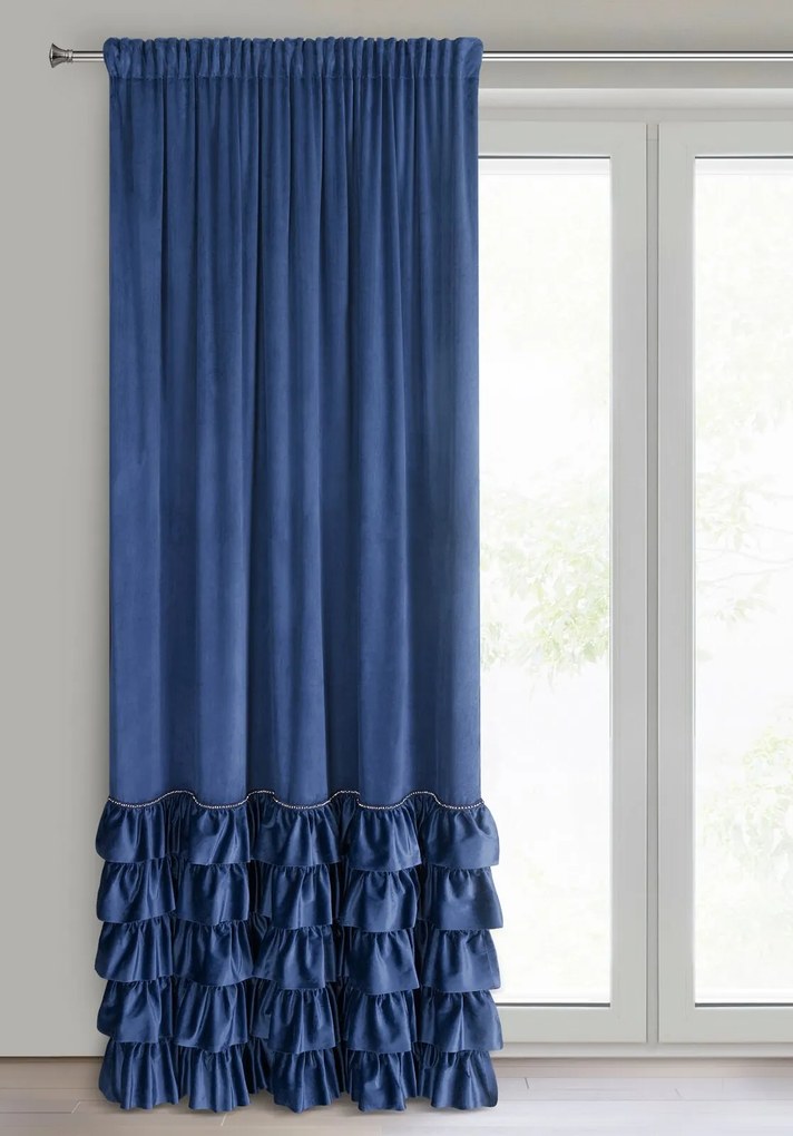 ZATEMŇOVACÍ ZÁVĚS NA PÁSCE CARLI 140X250 CM TMAVĚMODRÁ