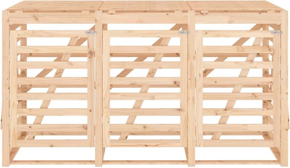 Úložný box na tři popelnice masivní borové dřevo 3157691