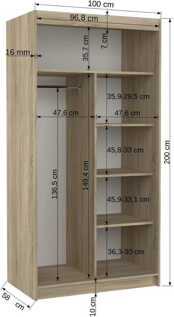 ADRK Furniture Posuvná skříň ASTEN 100 ADRK-SW-AST-SW-100