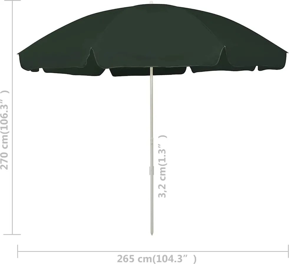 Plážový slunečník zelený 300 cm 314709