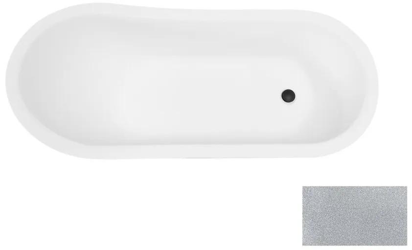 BESCO Volně stojící vana OTYLIA Glam - stříbrná Barva - GLAM 02 - stříbrná, Nožičky k vaně - Černé, Rozměr vany - 160 × 77 cm VANMER160BG2