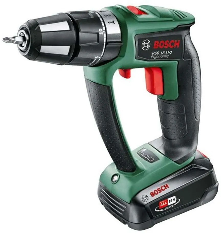 Bosch - 18V AKU vrtačka s příklepem PSB 18 Li-2 Ergonomic, 1x aku 2,5 Ah Li-Ion, nabíječka 06039B0300