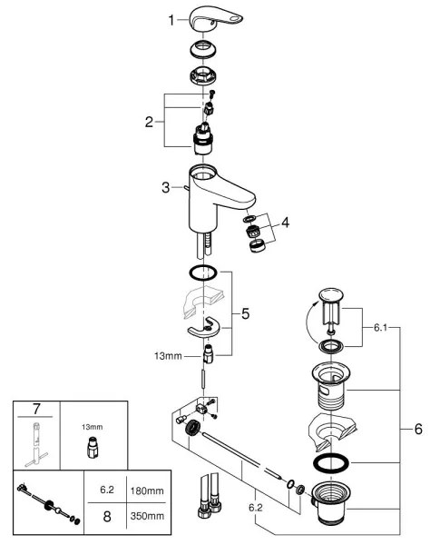 GROHE 24322001 - Umyvadlová baterie SWIFT DN 15 lesklý chrom