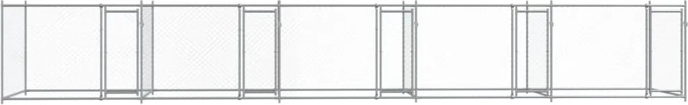 Klec pro psy s dvířky šedá 10 x 2 x 1,5 m pozinkovaná ocel 3209576