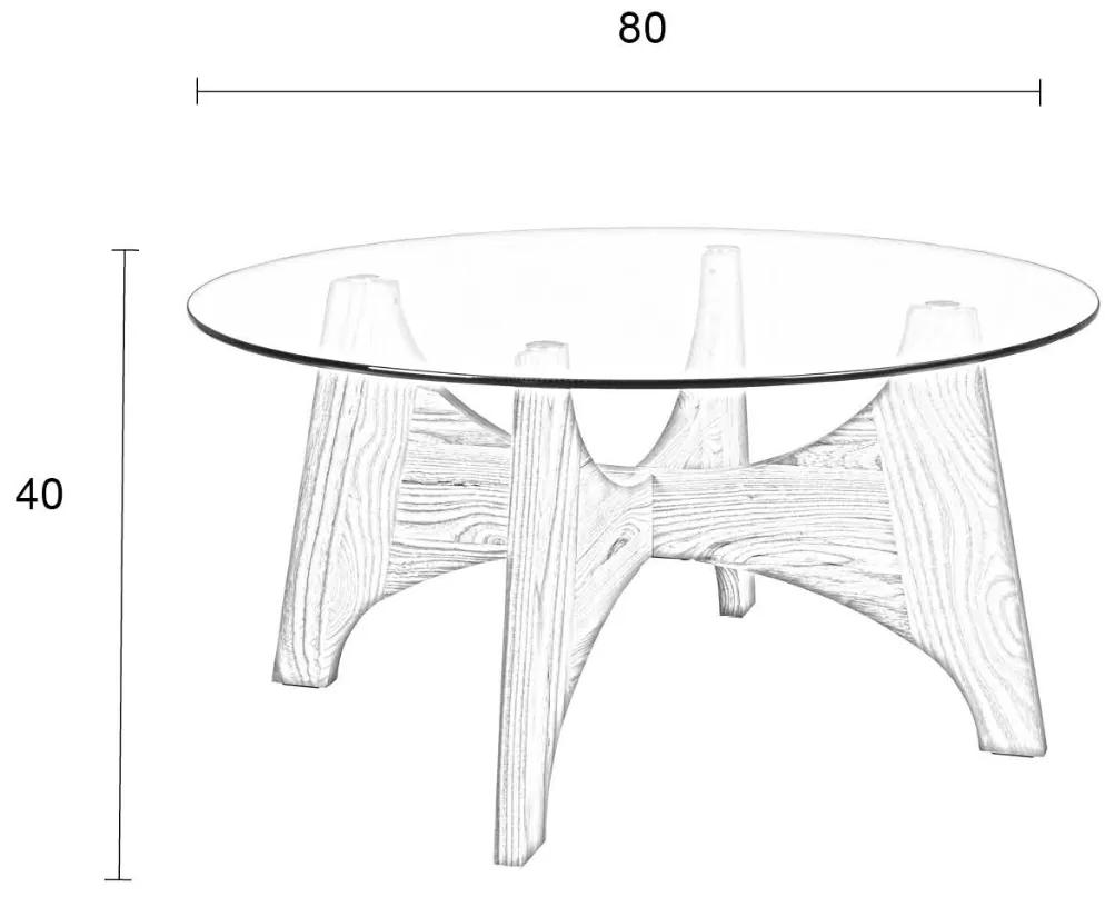 Skleněný konferenční stolek ZUIVER KOBE 80 cm