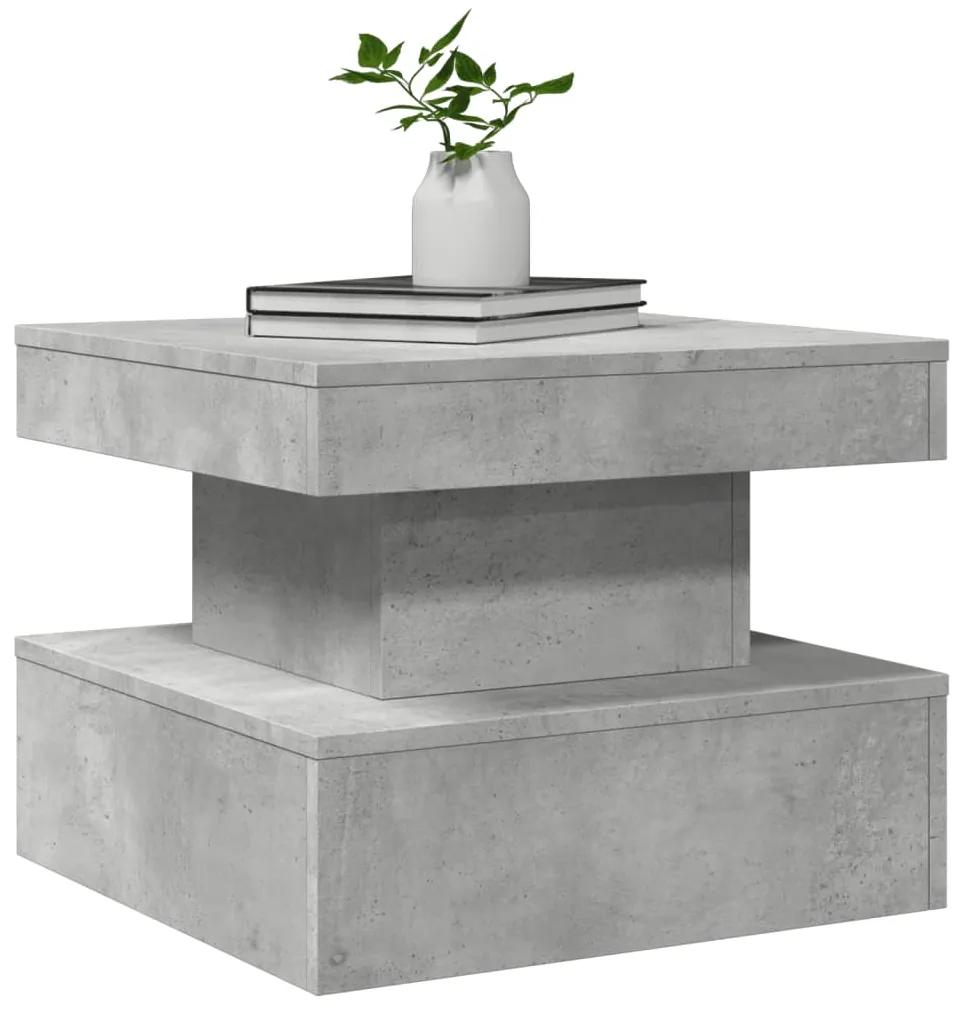 Konferenční stolek s LED osvětlením betonově šedý 50x50x40 cm - Default Title