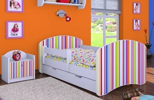 MAXMAX Dětská postel se šuplíkem 140x70cm PROUŽKY