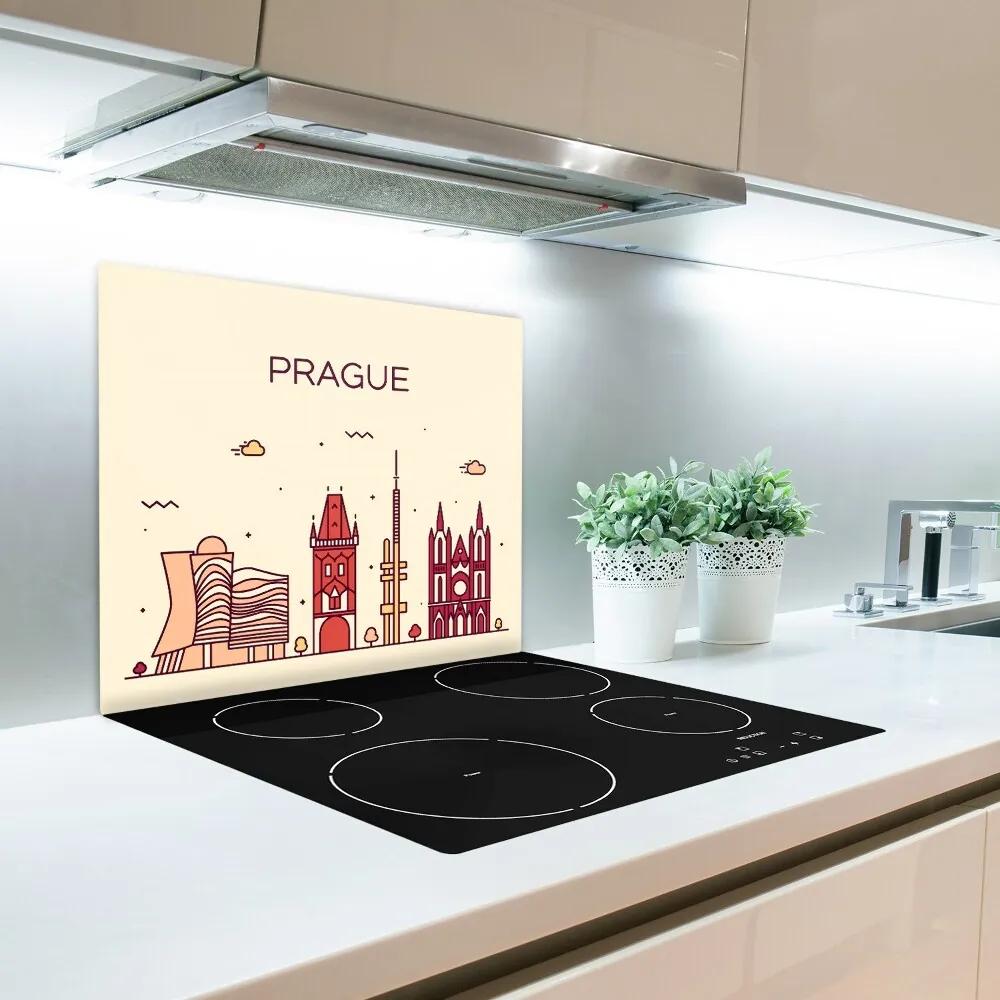 Skleněné deska do kuchyně Pražské budovy 60x52 cm
