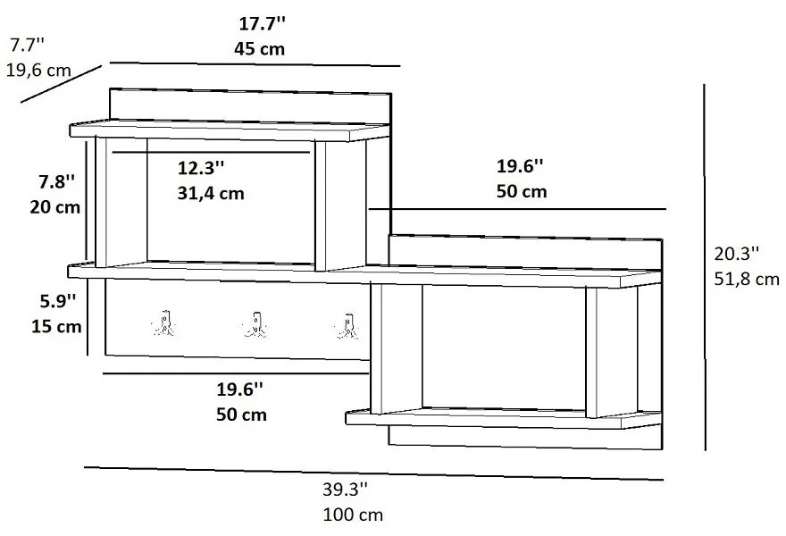 ZYGOS nástěnná police, bílá