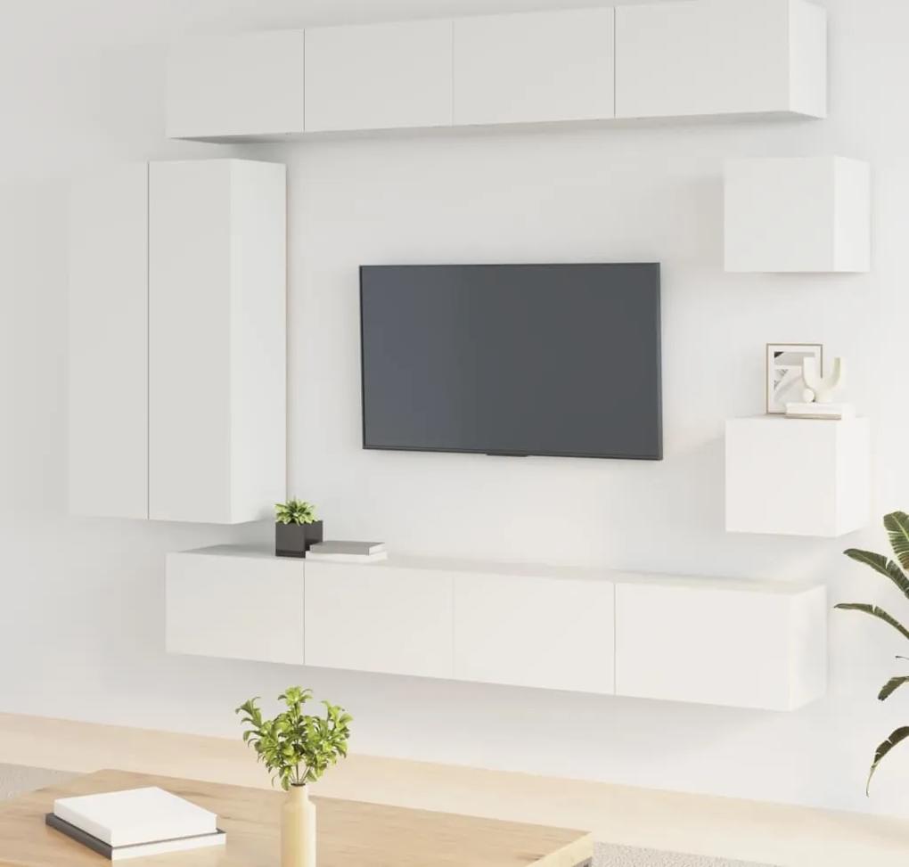 vidaXL 8dílný set TV skříněk kompozitní dřevo [3114497] Barva: Bílá
