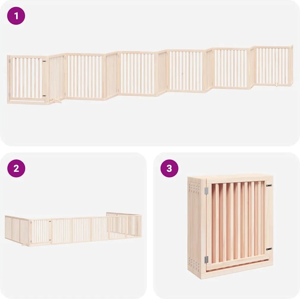 Zábrana pro psy s dvířky skládací 12 panelů 960 cm topol 3155672