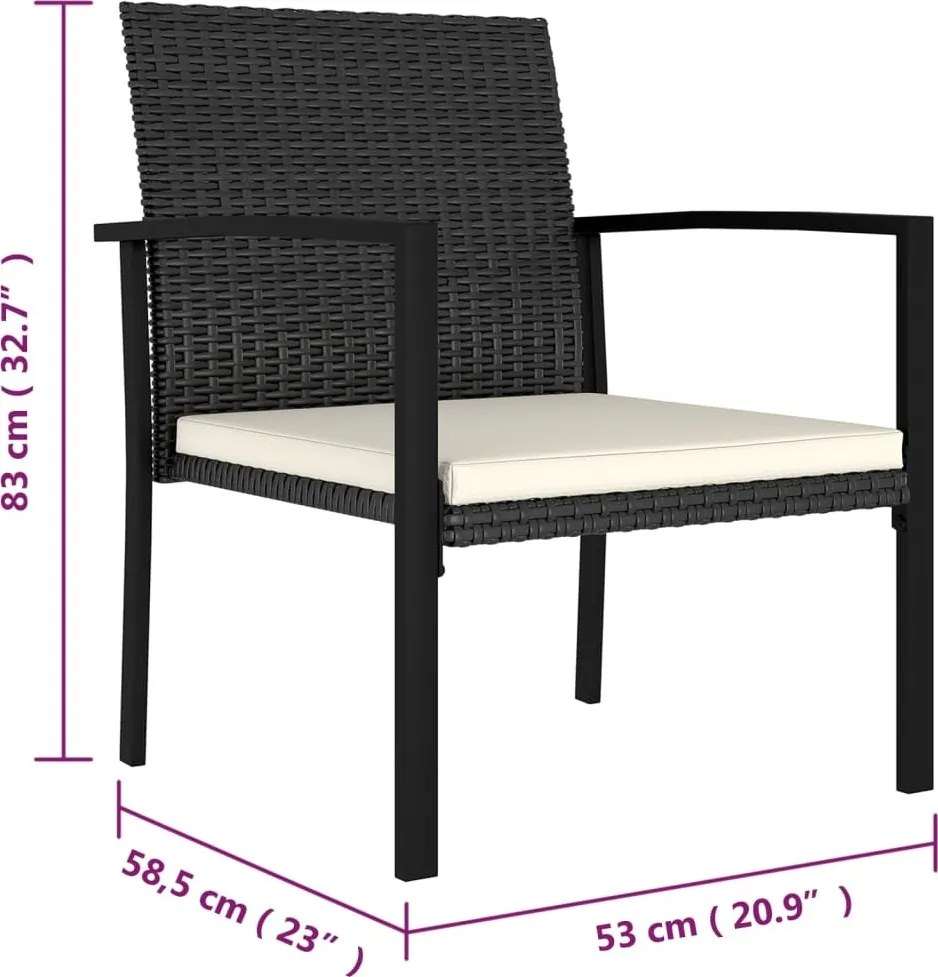vidaXL Zahradní jídelní židle 2 ks polyratan [315110] Barva: Černá