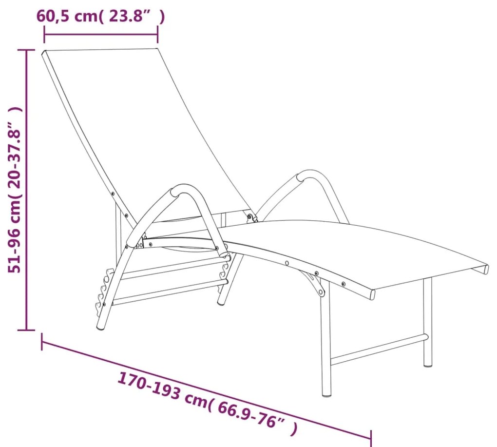 vidaXL Marketos Zahradní lehátko textilen a hliník černé