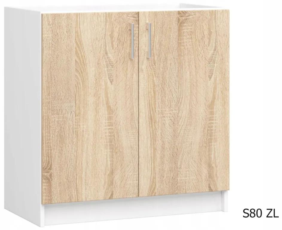 Expedo Kuchyňská skříňka dřezová SALTO S80 ZL, 80x85,5x46, sonoma/bílá