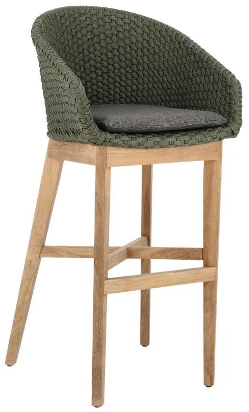 OnaDnes -20% Zeleno-šedá pletená zahradní barová židle Bizzotto Coachella 110 cm