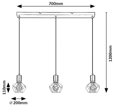 Rabalux 72242 - Lustr na lanku FRAN 3xE27/40W/230V