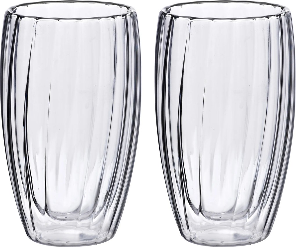Sada 2 ks skleněných hrnků PETER STRIPES 450 ml čirá