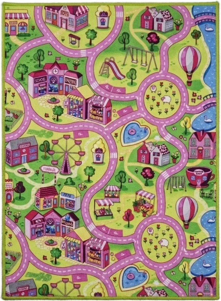 Associated Weavers, Dětský kusový koberec silnice Sweet Town, 95x133, vícebarevná, dětský pokoj