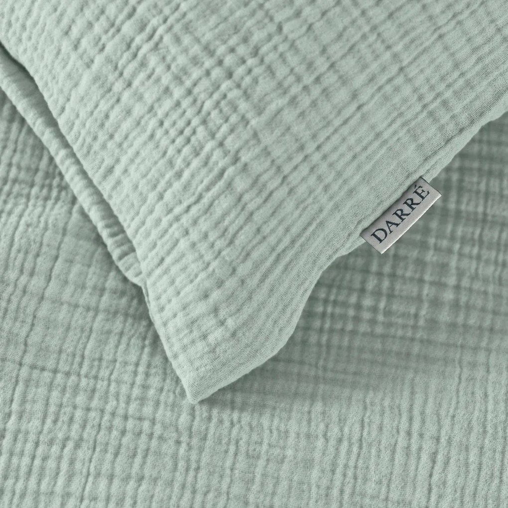 Mušelínové prodloužené povlečení Dusty green Velikost: 140 x 220 + 70 x 90