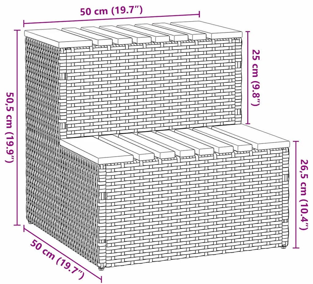 vidaXL Obruby k vířivce béžová 50x50x50,5 cm polyratan a akáciové