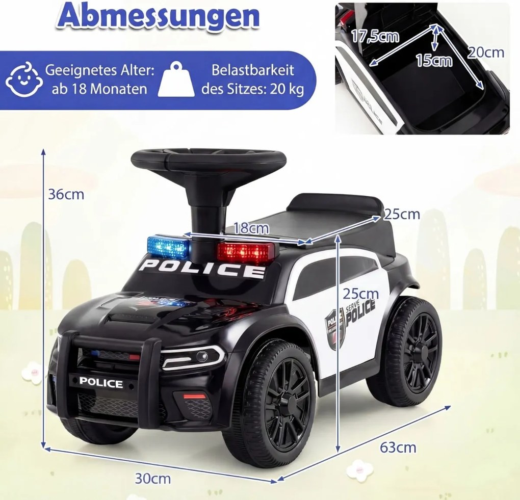 Costway Policejní auto pro batolata Auto s blikajícími světly Hudební siréna