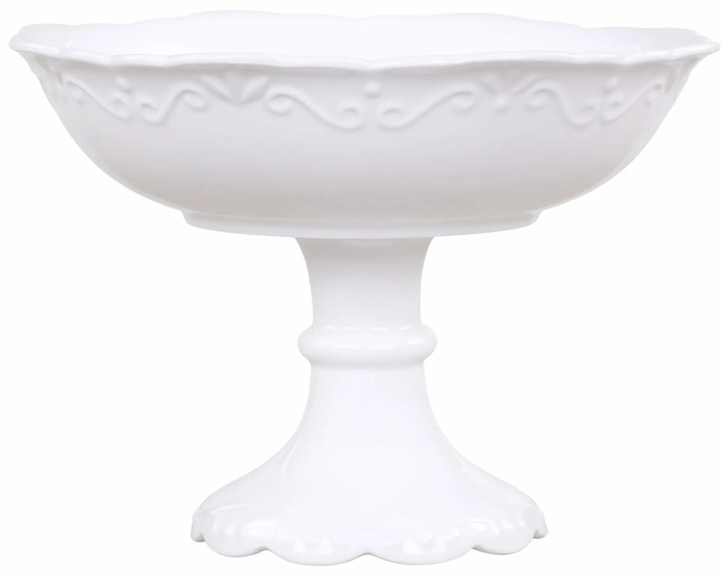 Chic Antique Porcelánová mísa na nožce Provence, bílá barva, porcelán