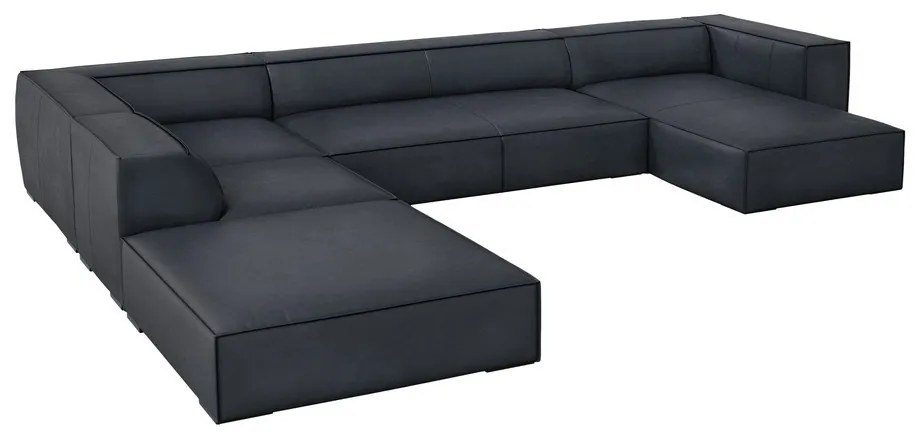 Tmavě modrá kožená rohová pohovka (levý roh) Madame – Windsor &amp; Co Sofas