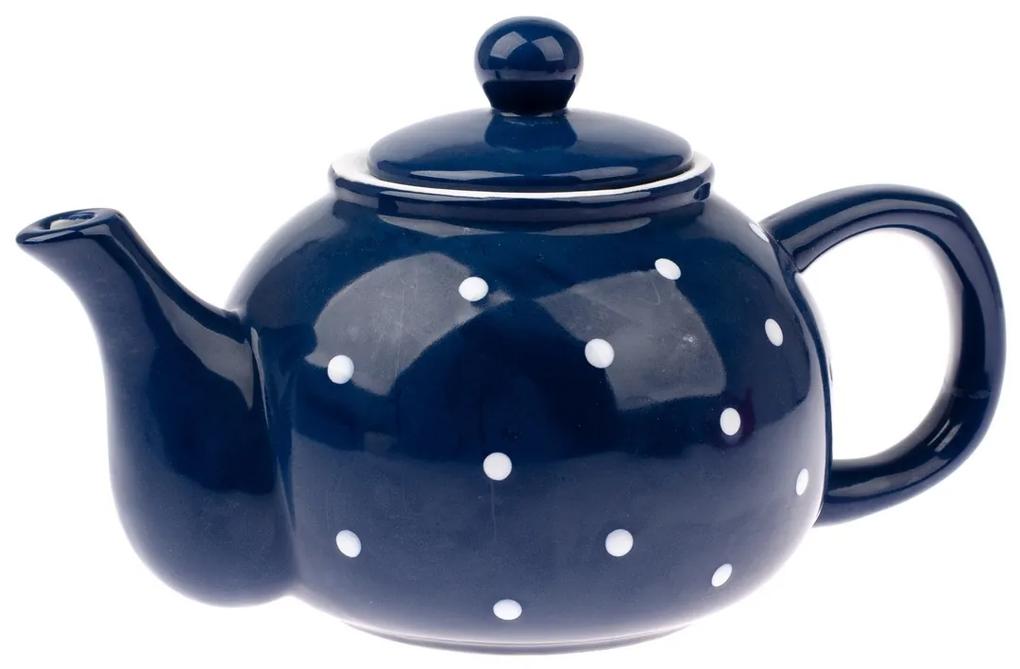 Keramická konvička na čaj Dots 1 l, modrá