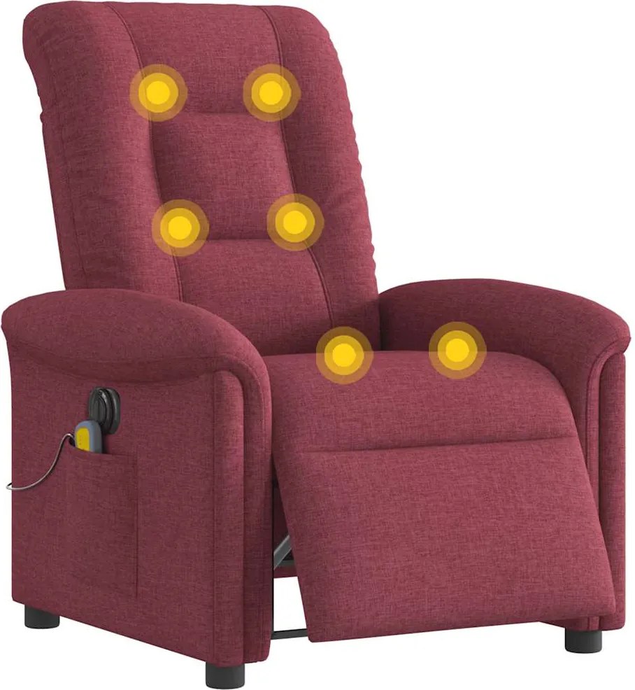 Elektrické masážní polohovací křeslo vínové textil 3303247
