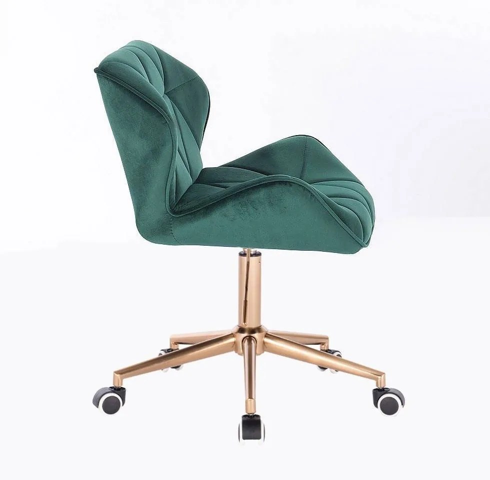 LuxuryForm DESIGN Otočná židle MILANO VELUR na zlaté podstavě s kolečky - zelená