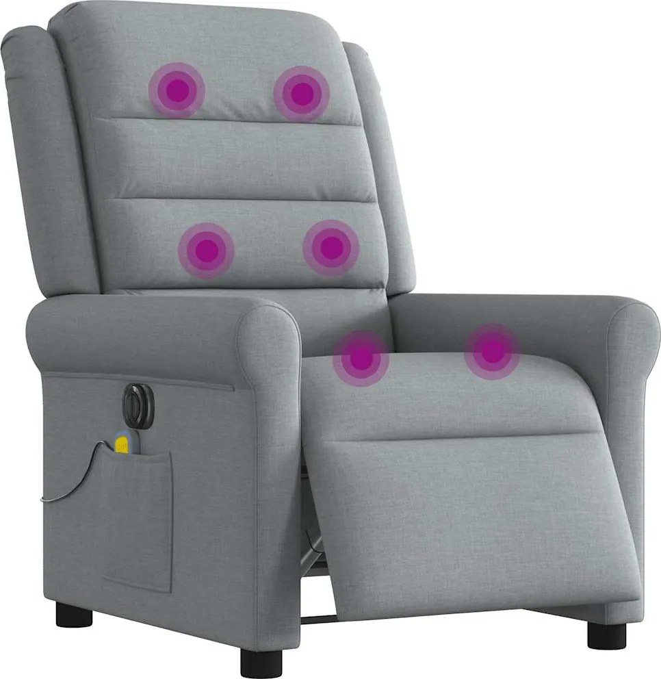 Elektrické masážní polohovací křeslo světle šedé textil 3303304