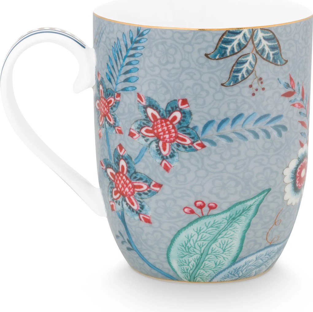 Pip Studio Flower Festival hrneček 180ml, modrý (hrnek z tenkostěnného porcelánu)