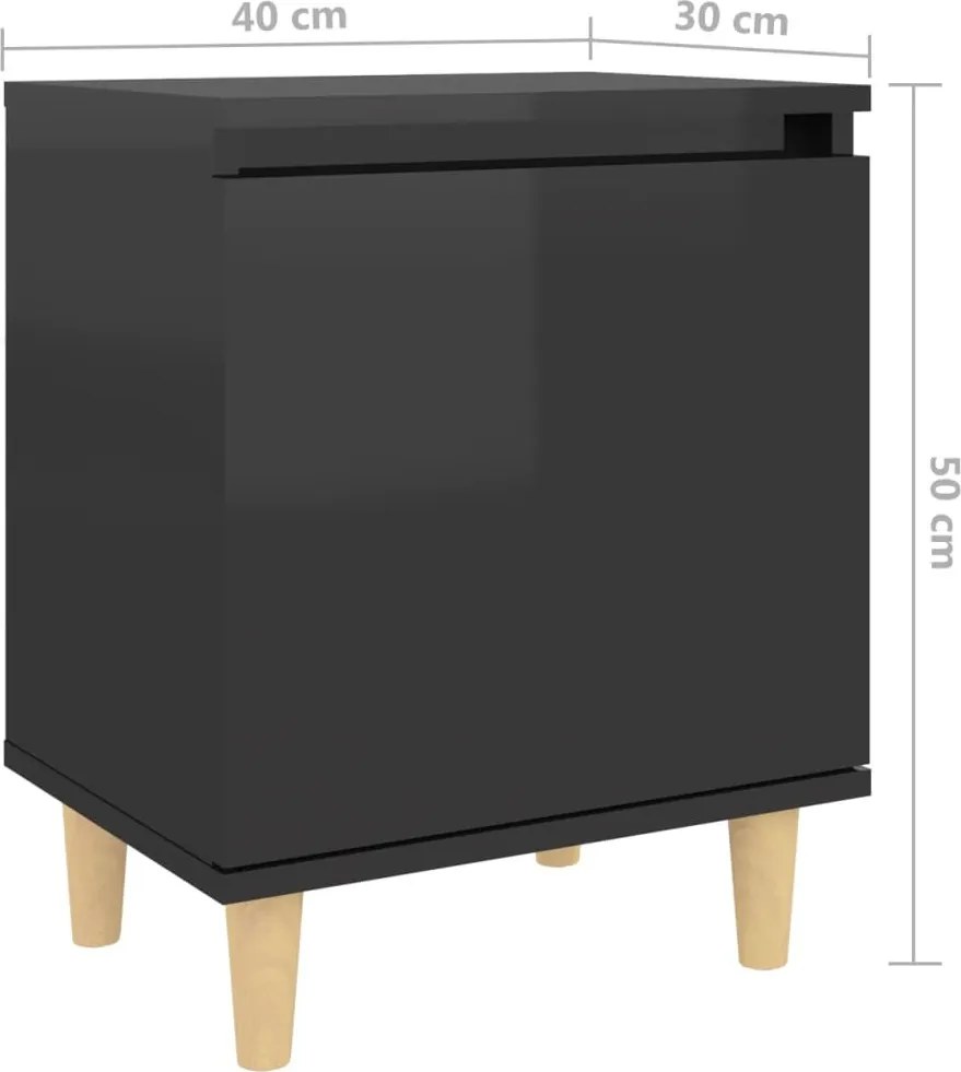 vidaXL Noční stolek masivní dřevěné nohy 40 x 30 x 50 cm [805829] Barva: Černá