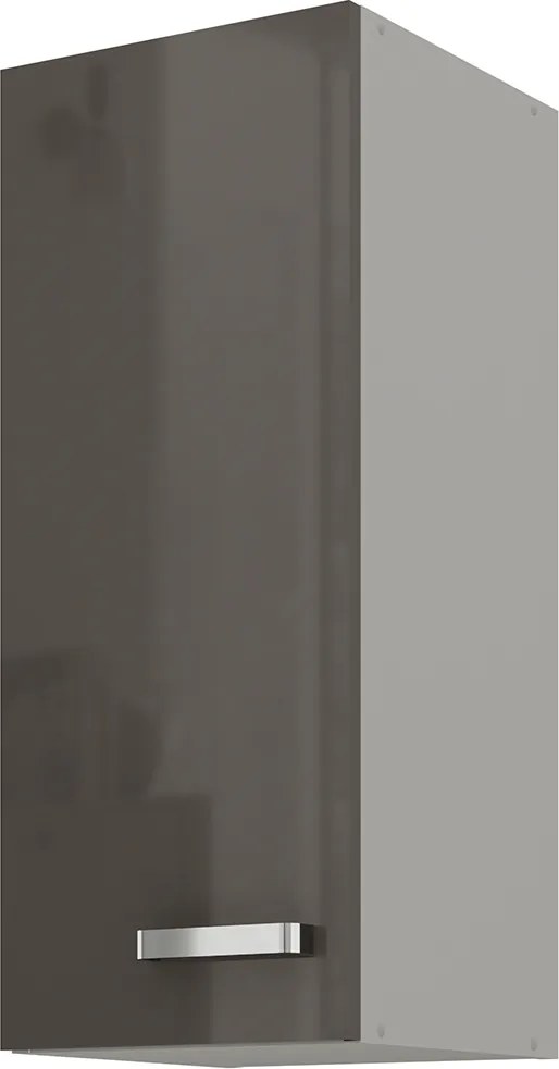 GREY gr | horní skříňka 30 G-72 1F policová | 30 cm | světle šedá/tmavě šedá lesk